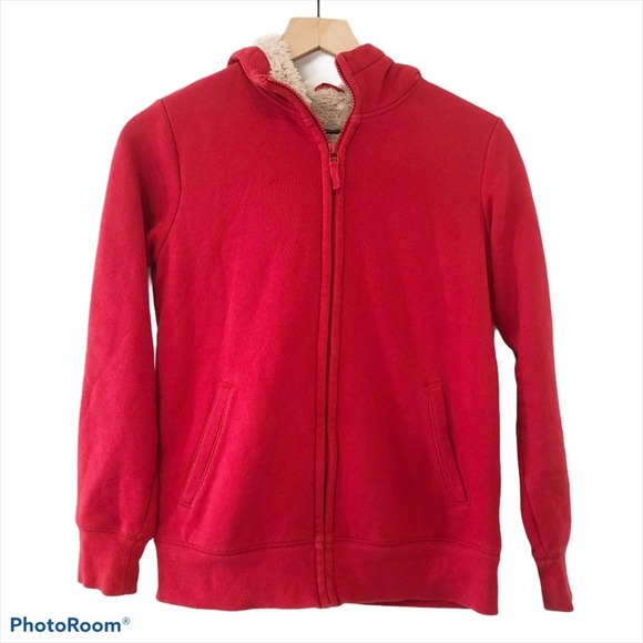 Uniqlo | Jackets & Coats | Uniqlo Red Faux Fur Lining Full Zip Hoodie 3 ...